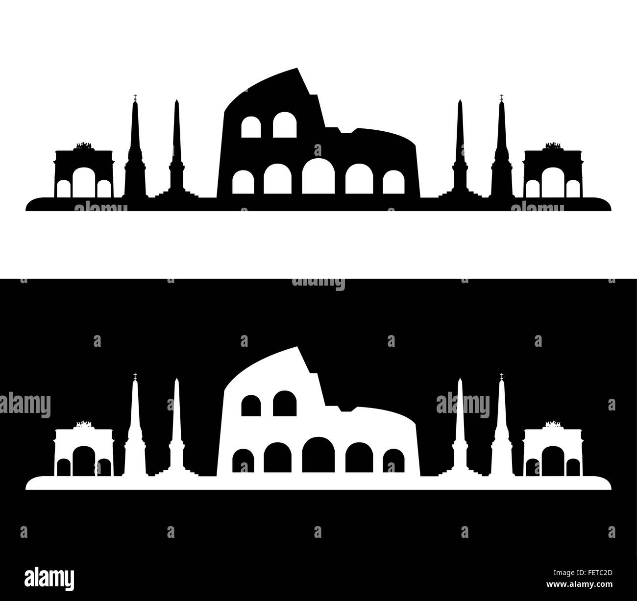 Rome skyline illustration Black and White Stock Photos & Images - Alamy