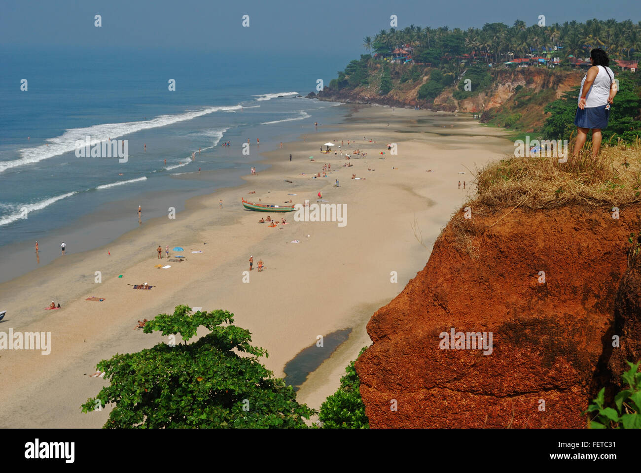 varkala beach and cliff,kerala,india.This is an international tourist ...