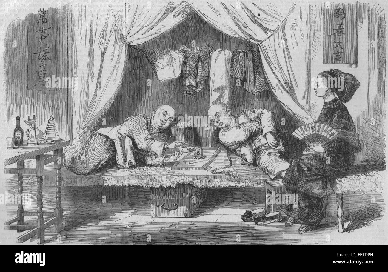 CHINA Chinese opium-smokers 1858. Illustrated London News Stock Photo ...