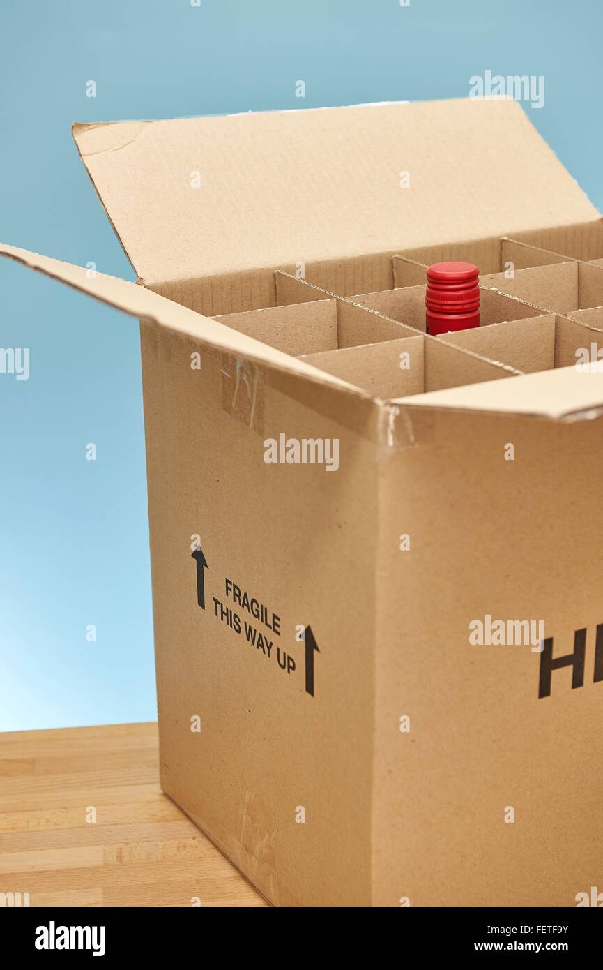 A studio photo of a cardboard wine box Stock Photo - Alamy