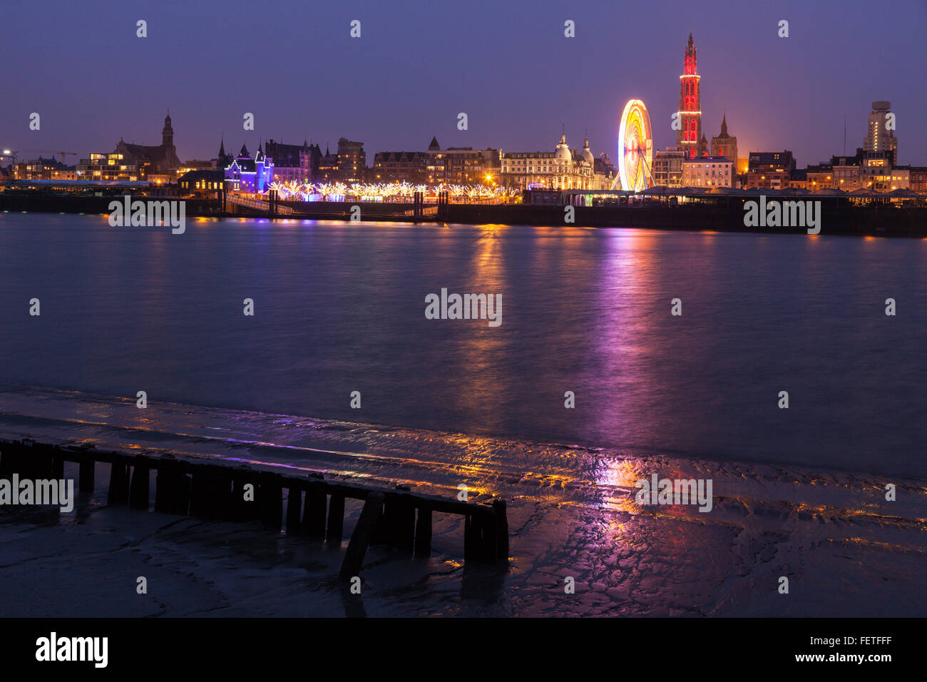 Panorama of Antwerp across Scheldt River Stock Photo - Alamy