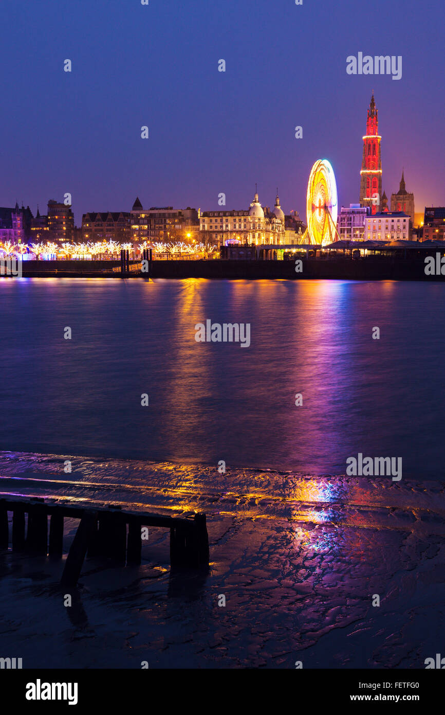 Panorama of Antwerp across Scheldt River Stock Photo - Alamy