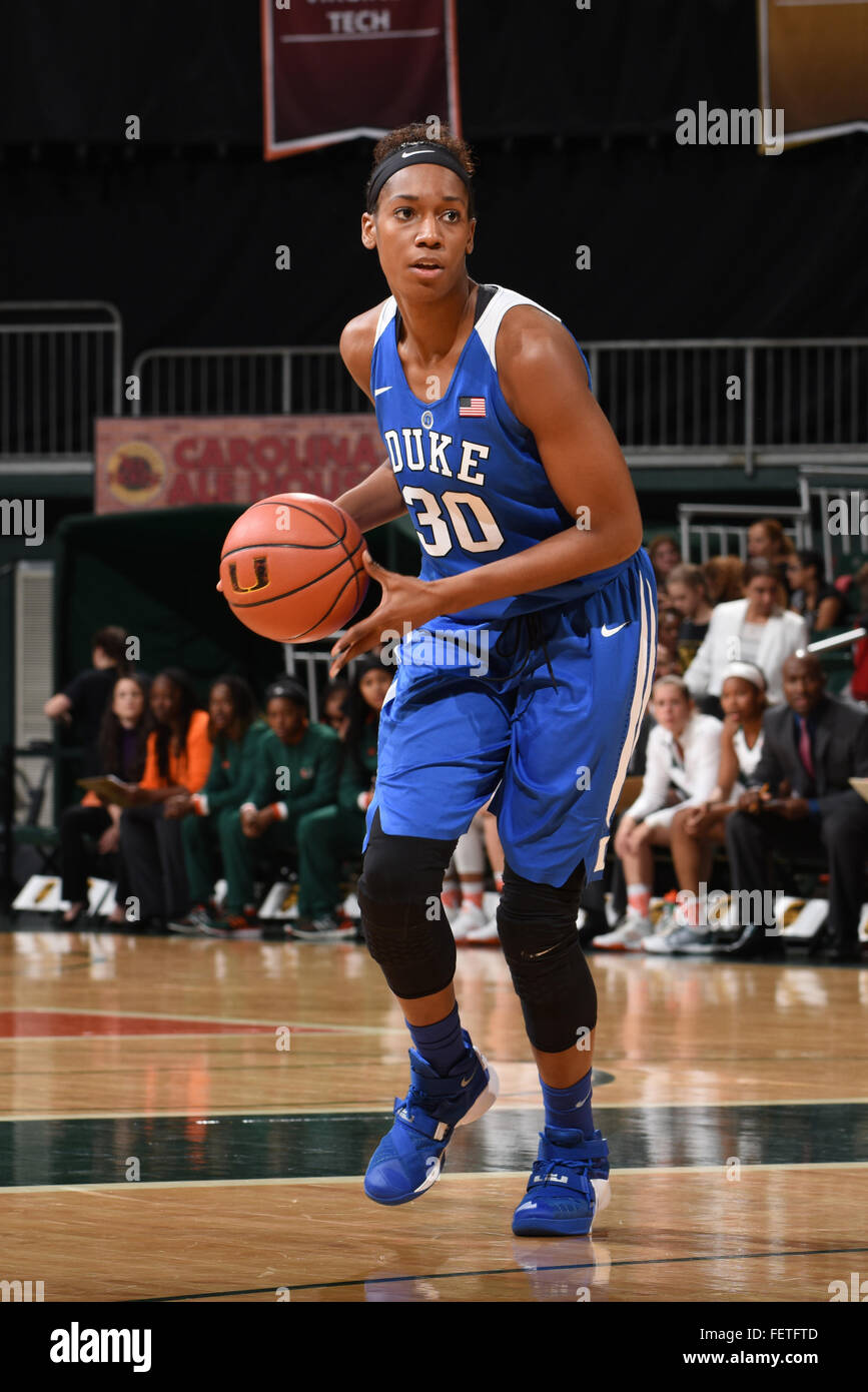 Coral Gables, Florida, USA. 7th Feb, 2016. Amber Henson #30 of Duke in ...