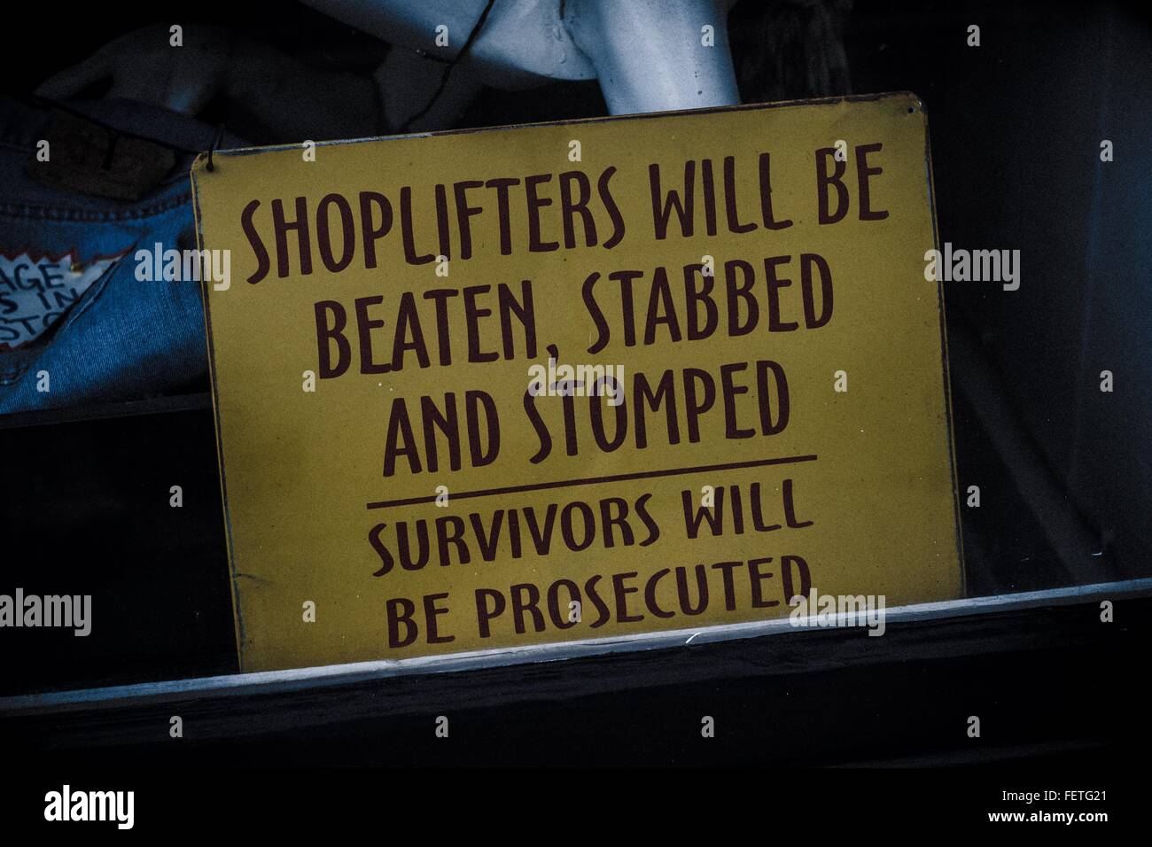 Warning Sign In Store Stock Photo - Alamy
