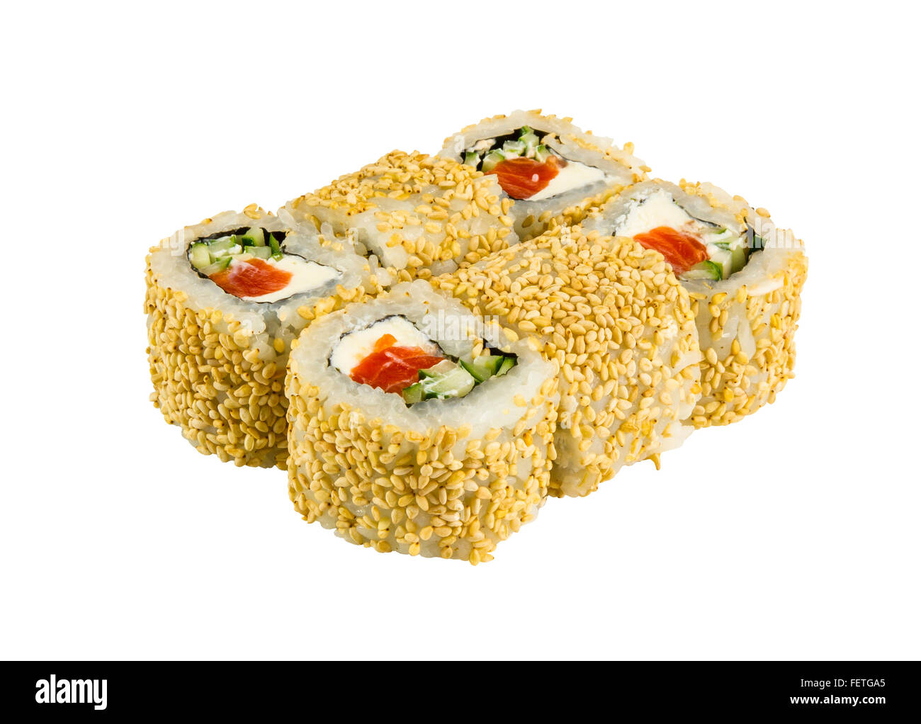 set traditional japanese rolls, isolated on white background Stock ...