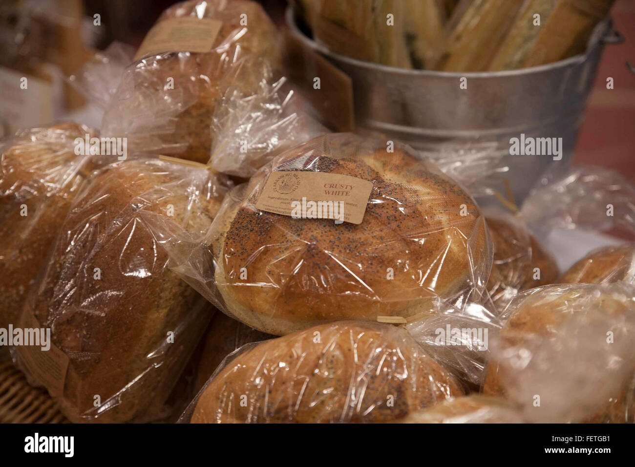 Bread for sale at an indoor market in Williamstown, Massachusetts Stock ...