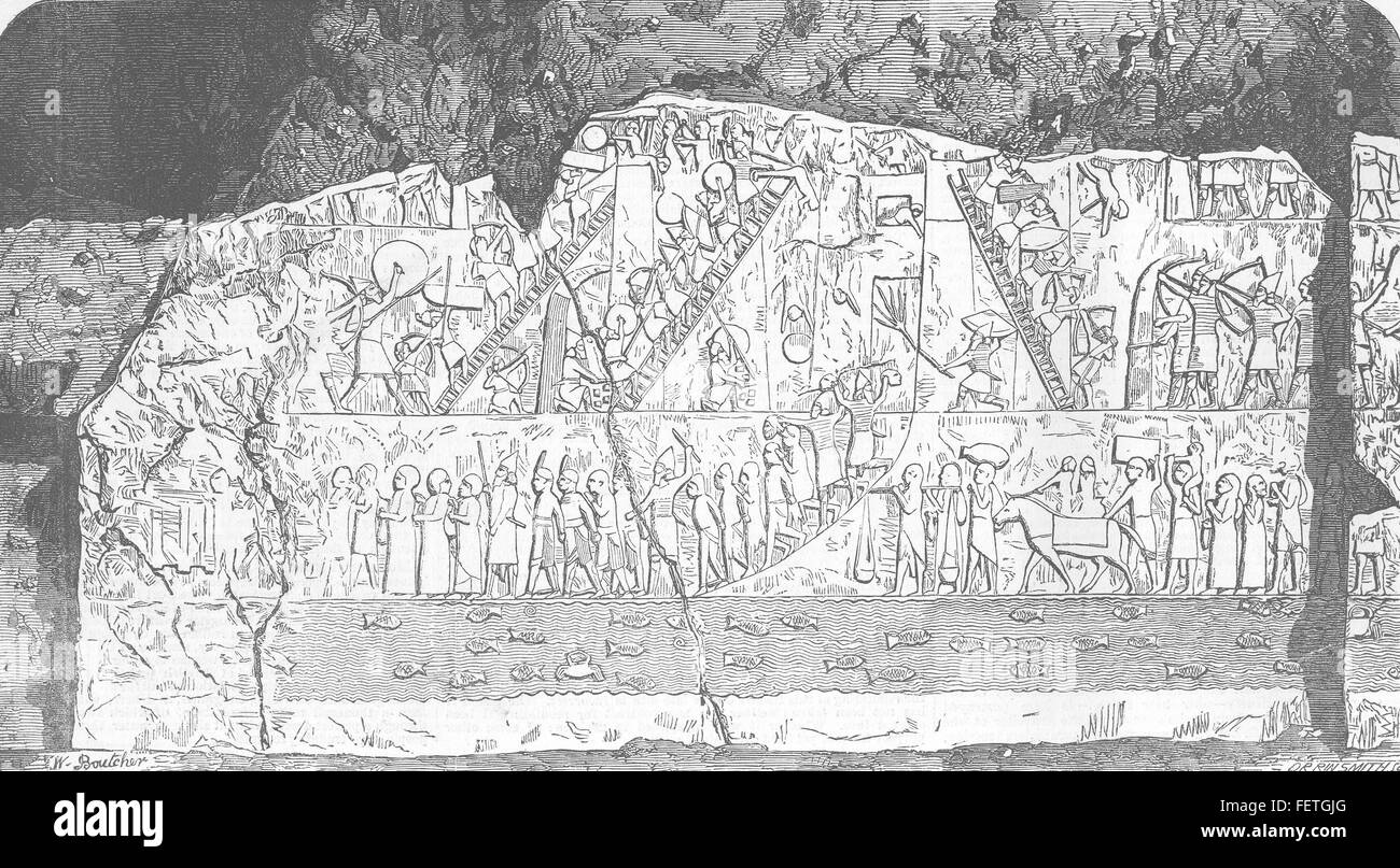 IRAQ Assyrian Sculpture, Asshur-Bani-Pal Palace 1856. Illustrated ...