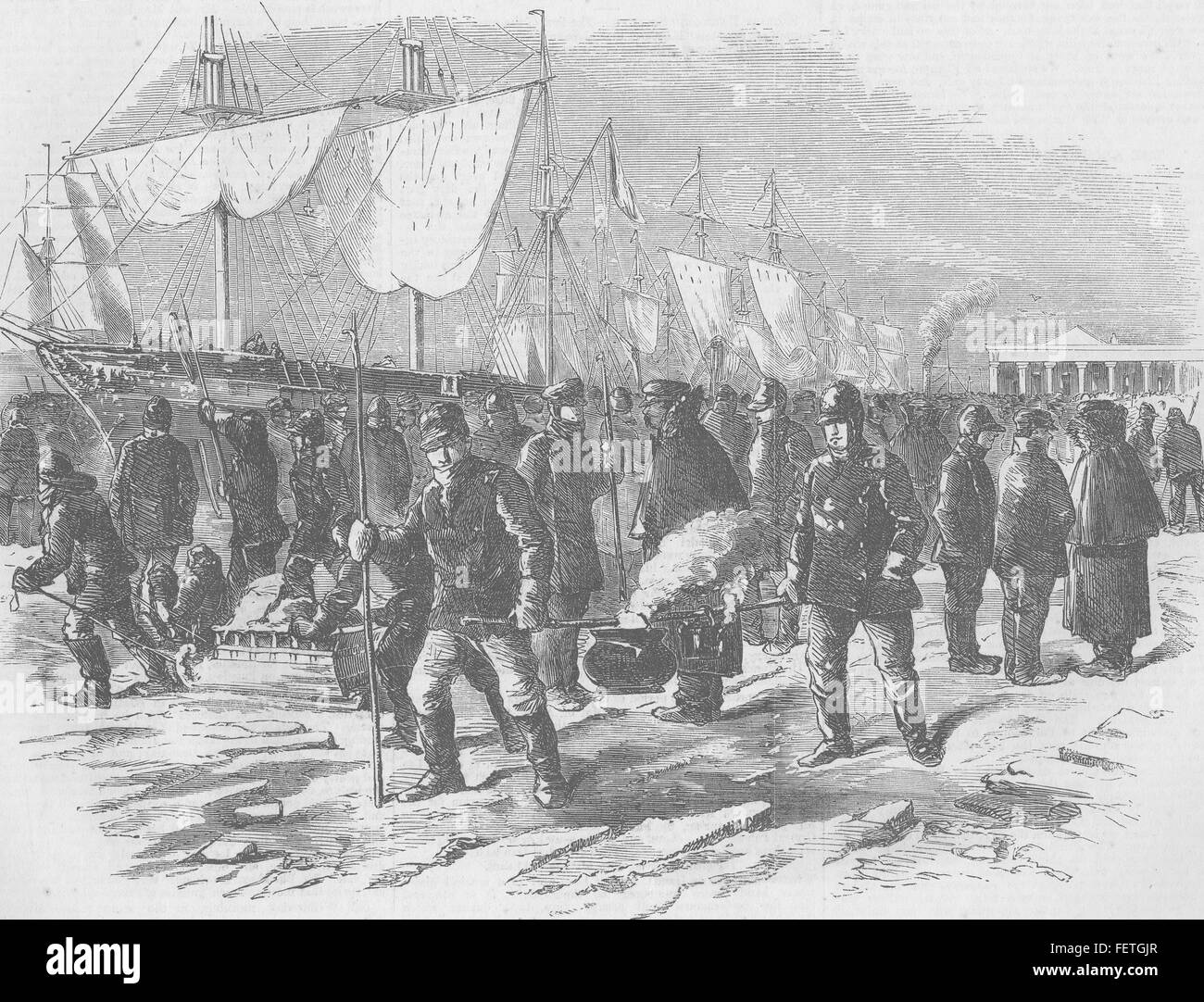 RUSSIA Scene on the Merchants Mole at Kronstadt 1853. Illustrated ...