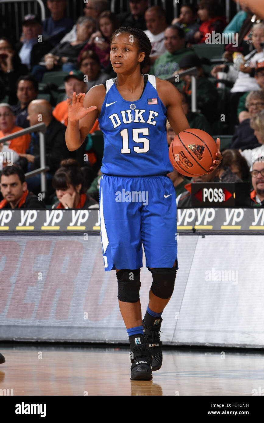 Coral Gables, Florida, USA. 7th Feb, 2016. Kyra Lambert #15 of Duke in ...