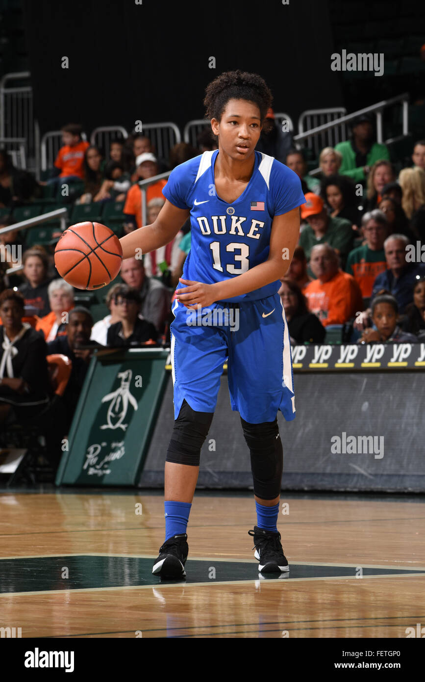 Coral Gables, Florida, USA. 7th Feb, 2016. Crystal Primm #13 of Duke in ...