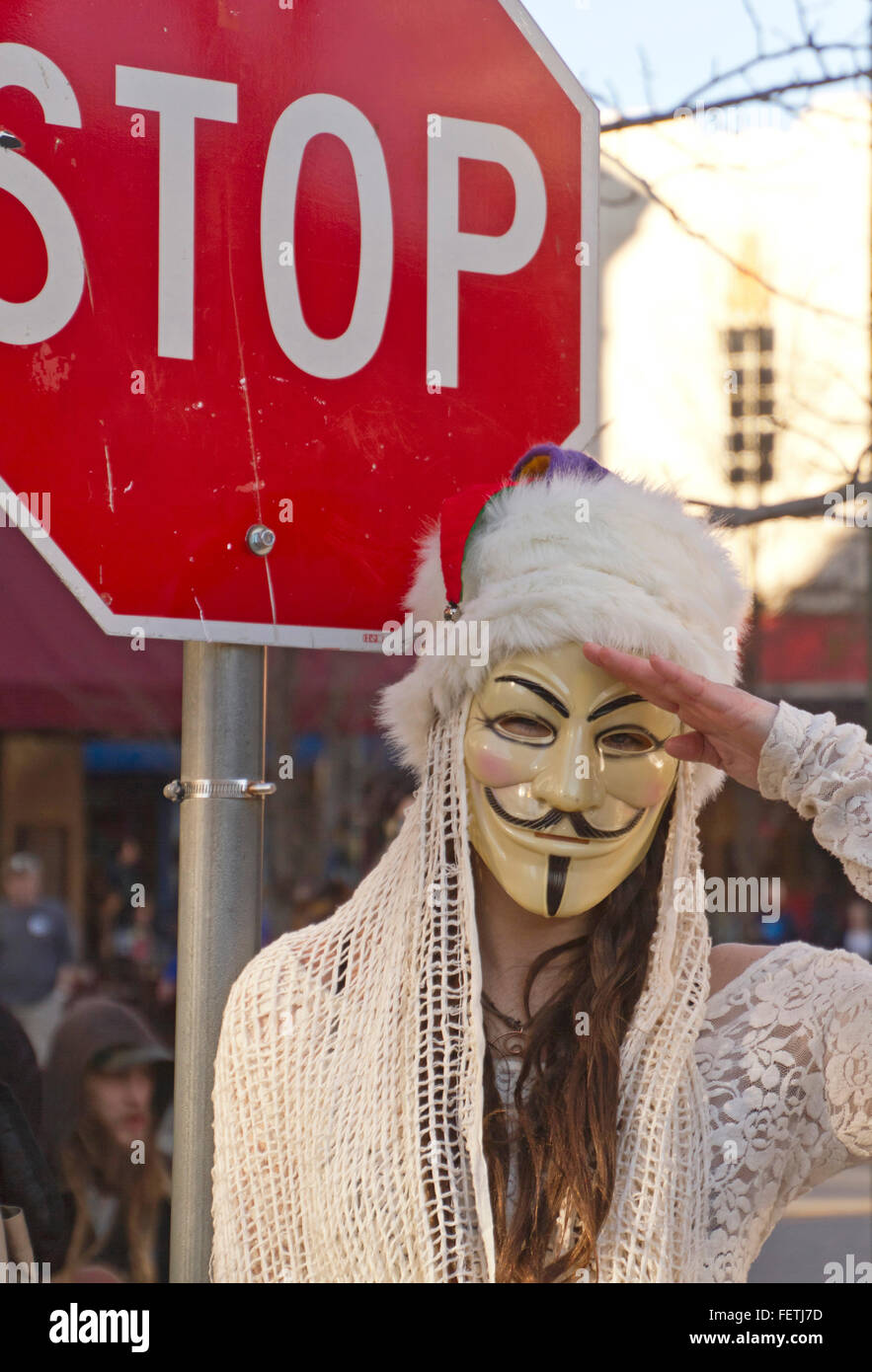 Protester wearing a guy fawkes mask hi-res stock photography and images ...