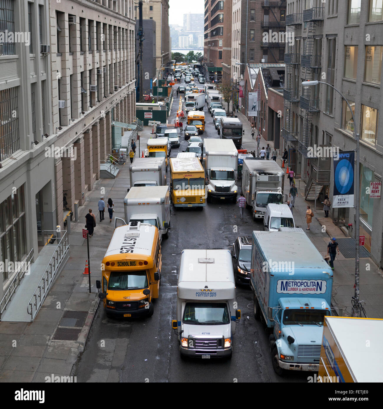 Traffic is congested on a street in Manhattan in New York City Stock ...