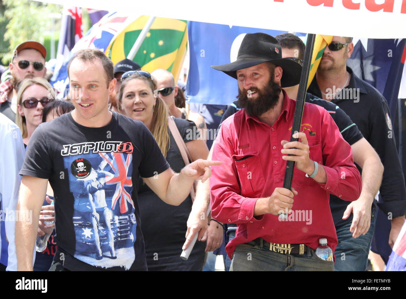 Shermon Burgess, (known as ‘The Great Aussie Patriot’) points at Farmer ...