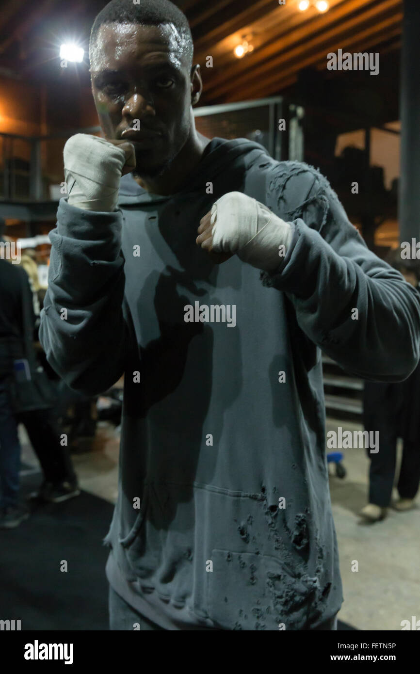 NEW YORK, NY - FEBRUARY 3, 2016: Kwame Davis poses backstage before ...