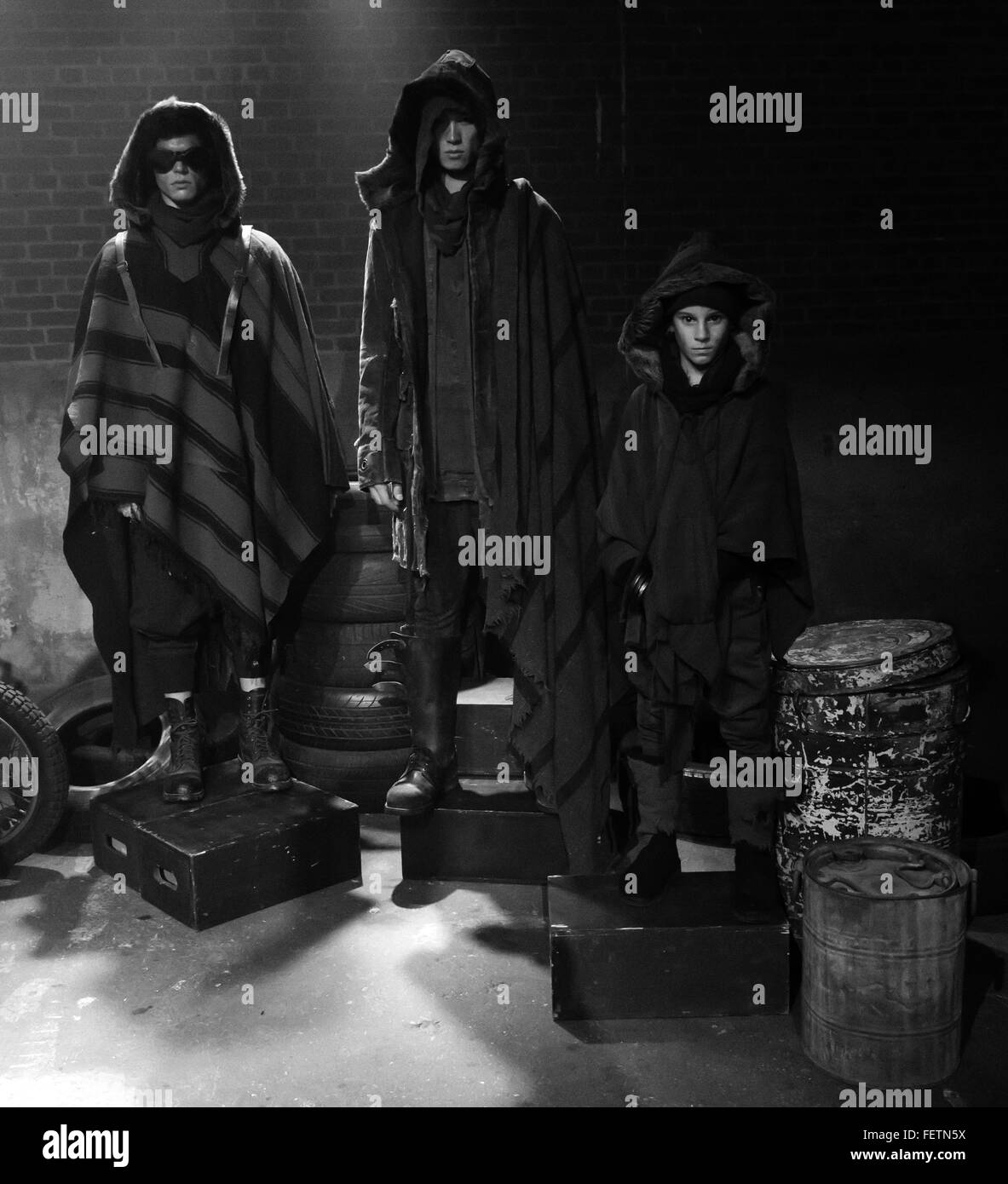 NEW YORK, NY - FEBRUARY 3, 2016: Models pose at Greg Lauren ...