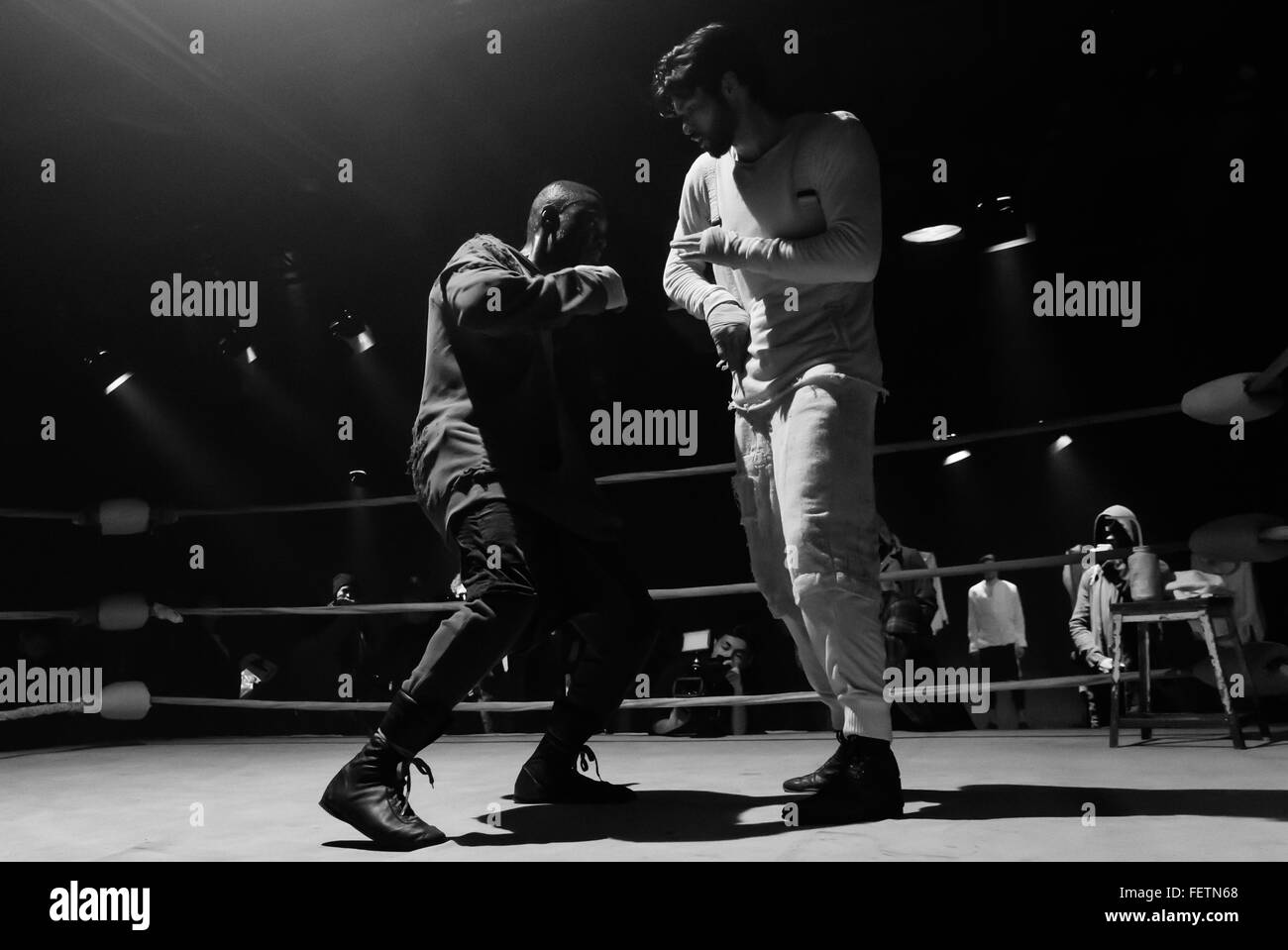 NEW YORK, NY - FEBRUARY 3, 2016: Models pose at Greg Lauren ...