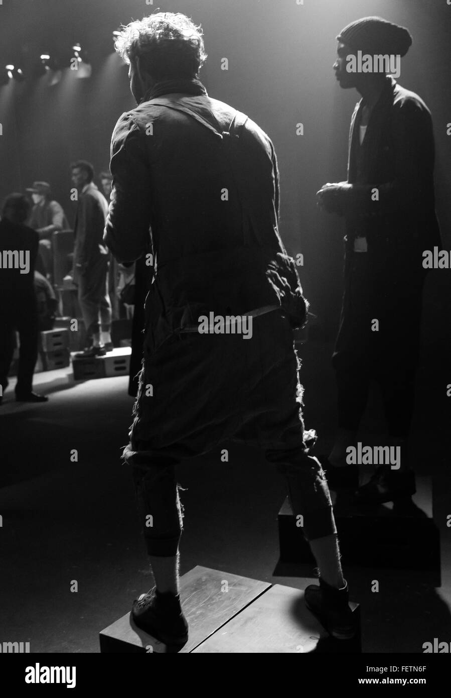 NEW YORK, NY - FEBRUARY 3, 2016: Models pose at Greg Lauren ...