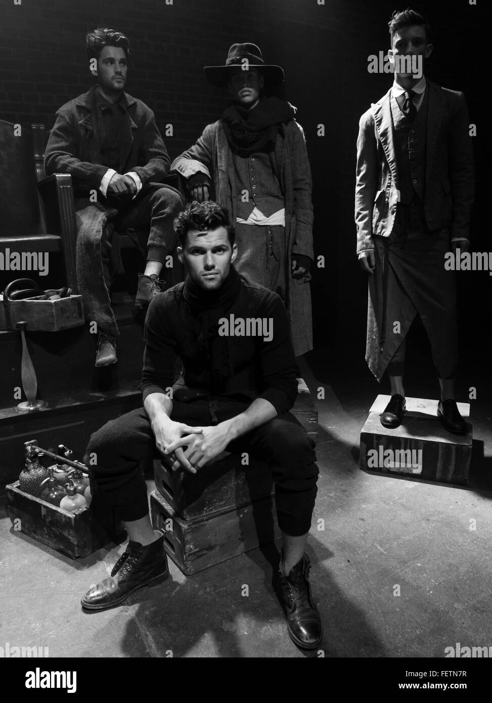 NEW YORK, NY - FEBRUARY 3, 2016: Models pose at Greg Lauren ...