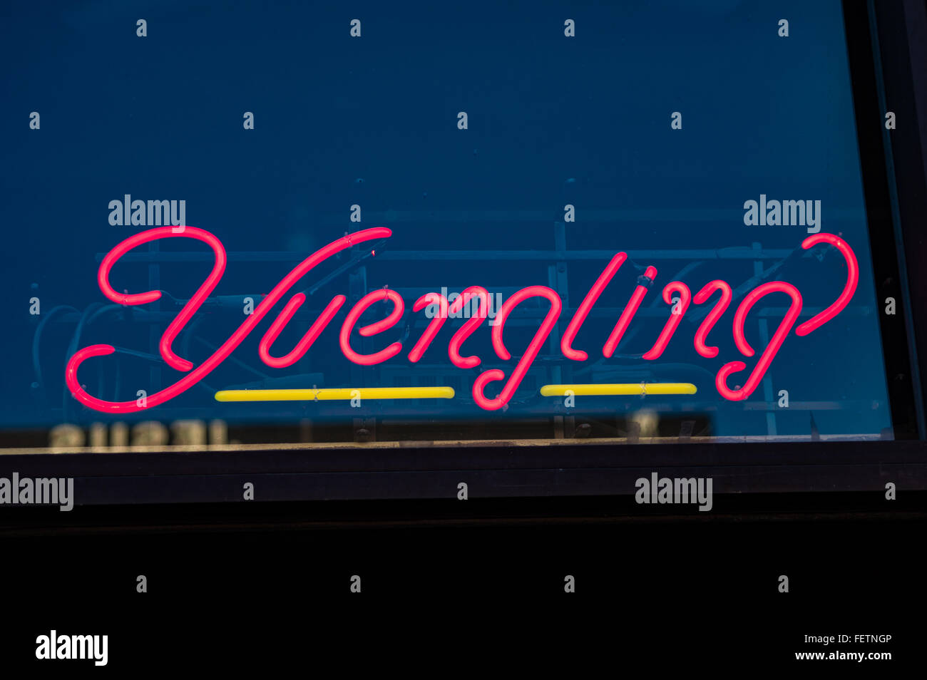 Neon Yuengling Beer sign in a window. Pittsburgh, PA Stock Photo - Alamy