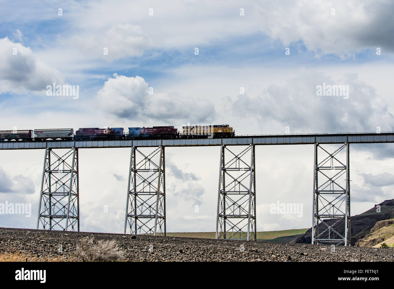 Freight train crossing a bridge hi-res stock photography and images - Alamy