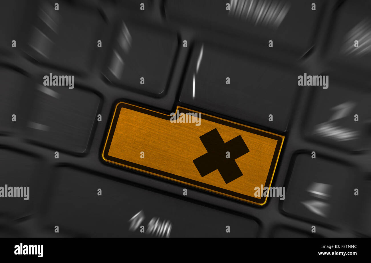 Symbol on button keyboard, warning (yellow) - irritation Stock Photo ...
