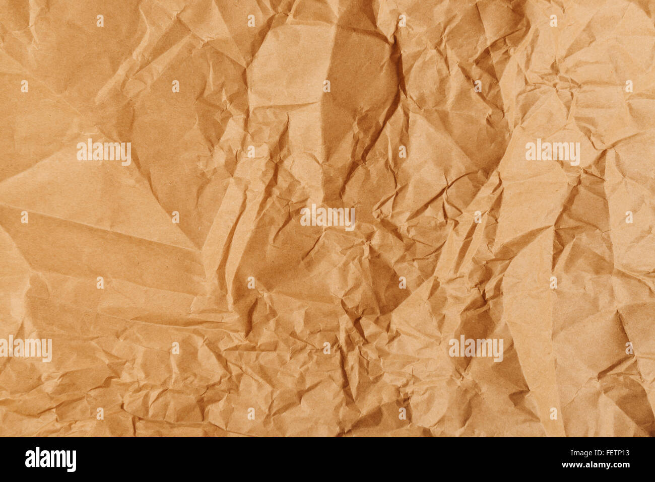 Crumpled and creased sack kraft paper texture, full frame top view ...