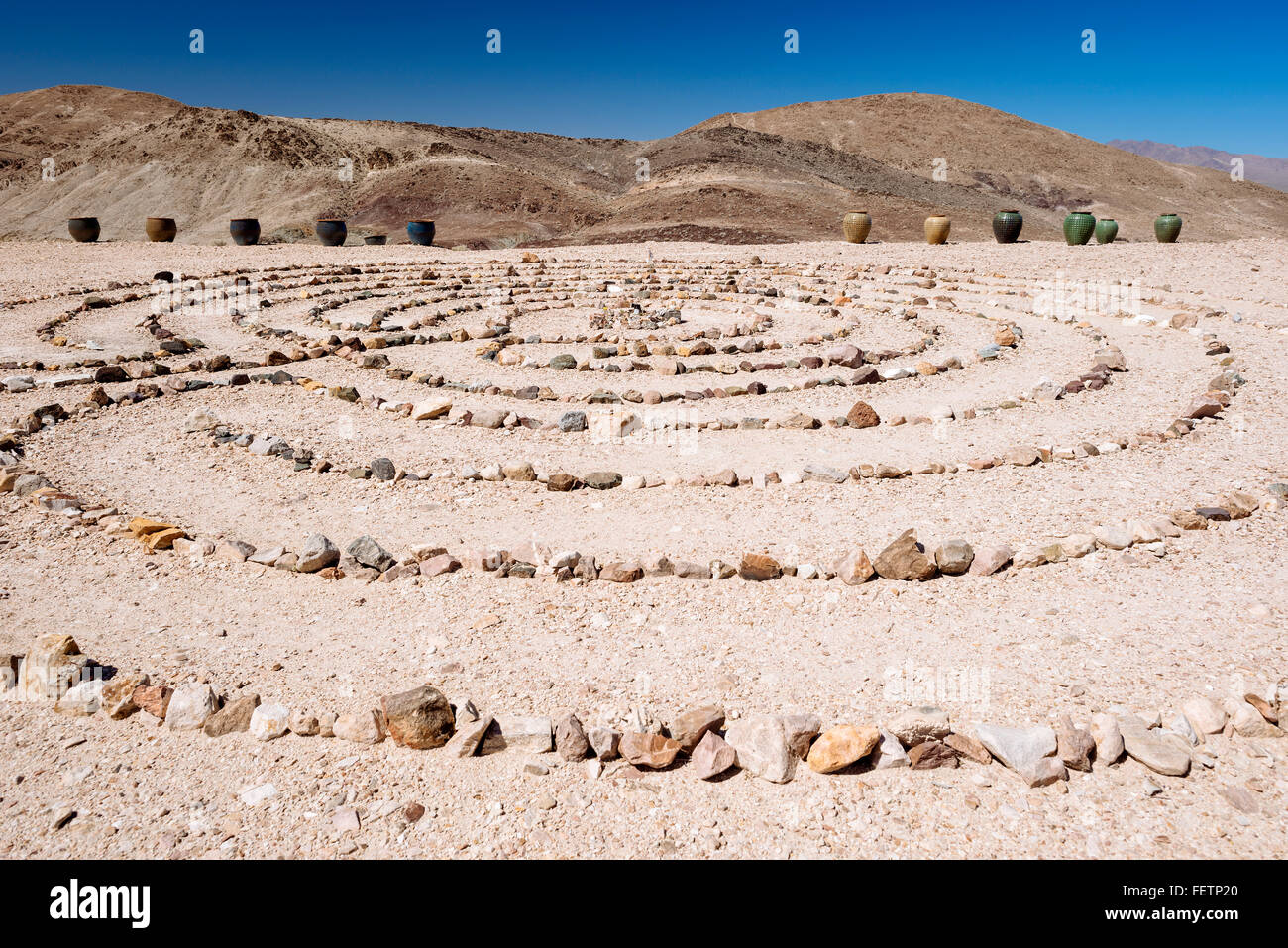 The Yaga Labyrinth, overlooking the small desert town of Tecopa ...