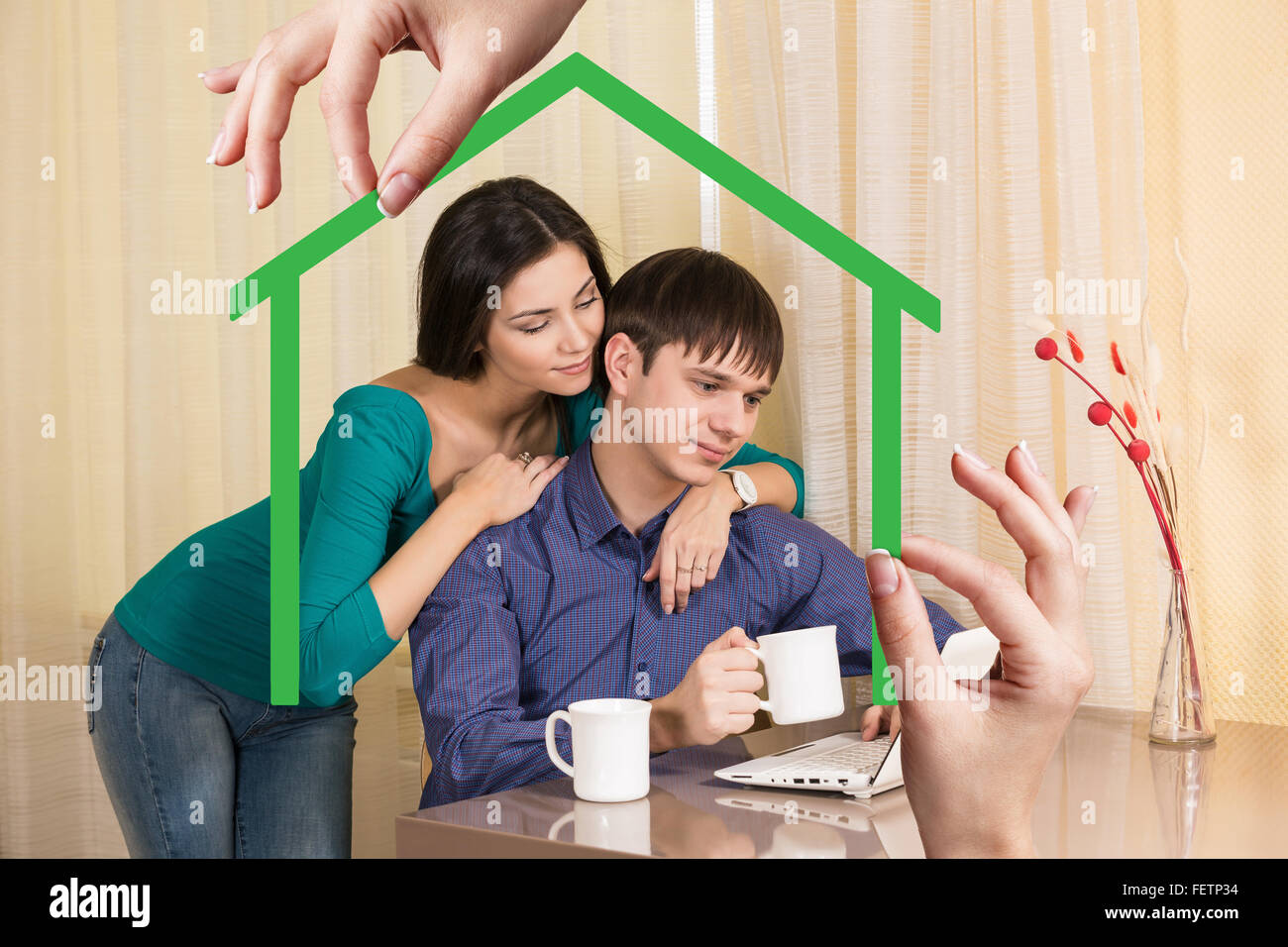 Two people house inside table hi-res stock photography and images - Alamy