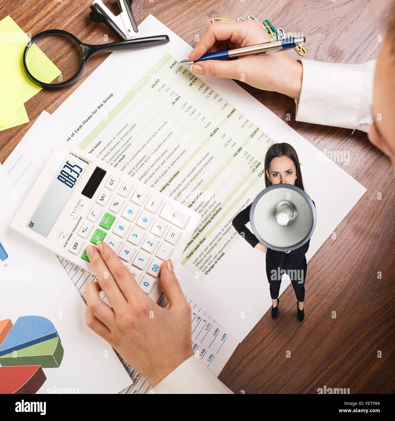 Woman megaphone office hi-res stock photography and images - Alamy
