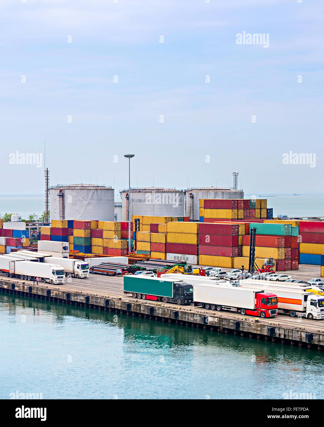 Container ship in rain port hi-res stock photography and images - Alamy