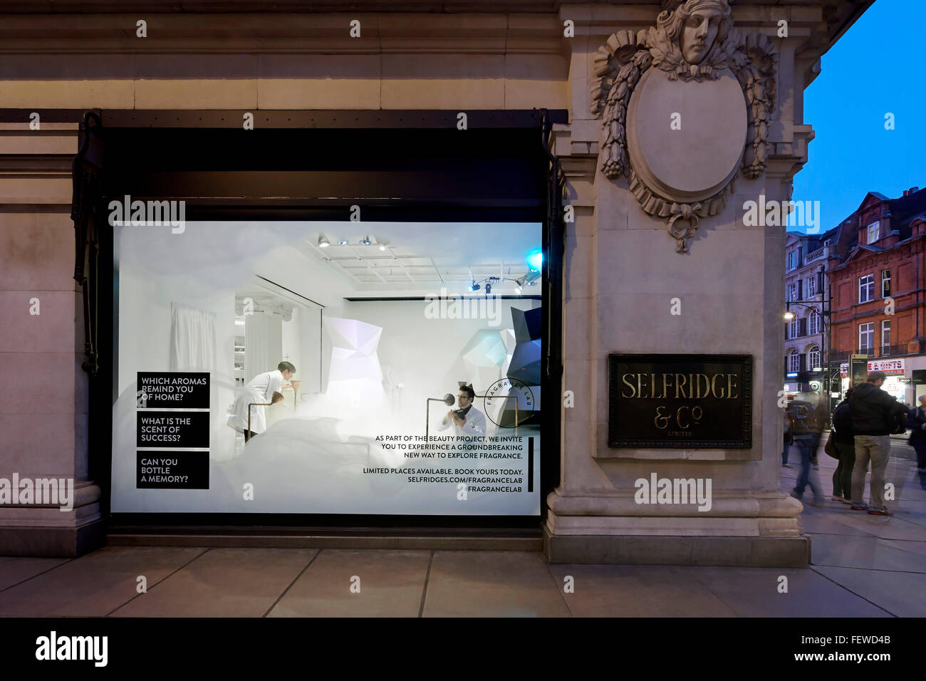 Street window display. Fragrance Lab Selfridges, London, United Kingdom ...
