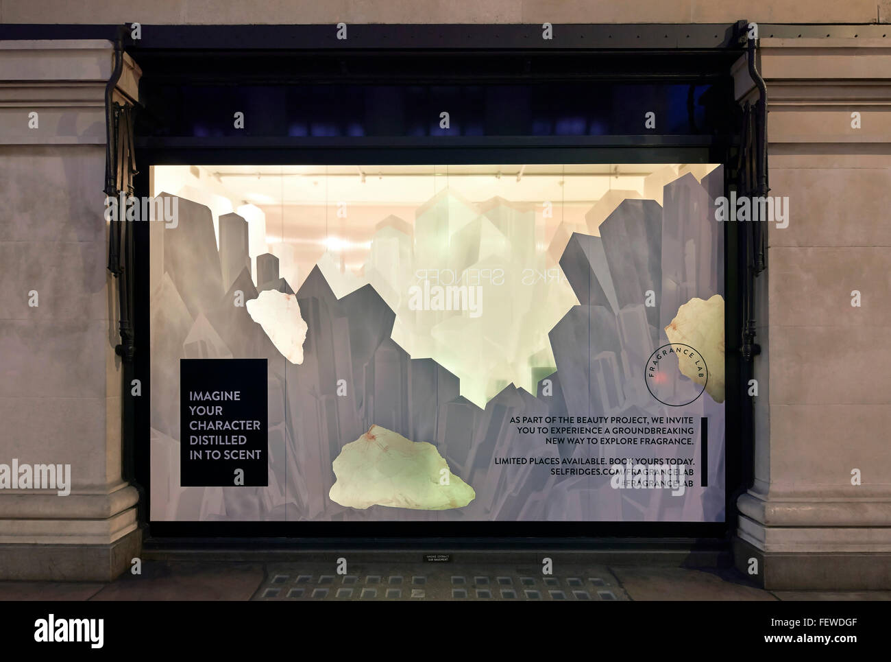 Street window display. Fragrance Lab Selfridges, London, United Kingdom ...