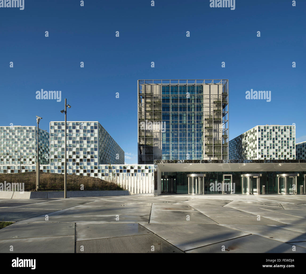 Main entrance security lodge. International Criminal Court (ICC) Den ...