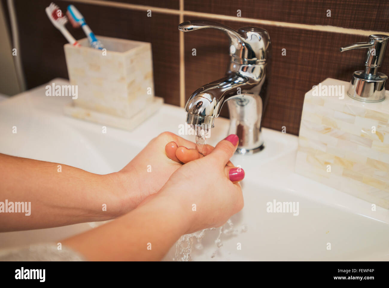 Woman washing Hands. Cleaning Hands Stock Photo - Alamy