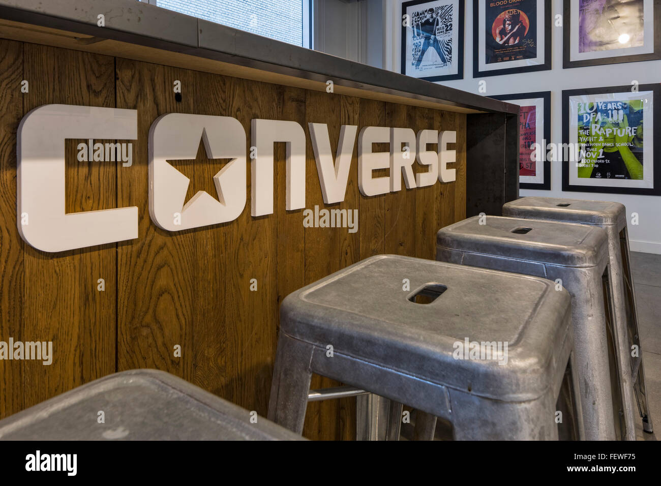 Signage and seating. Converse Showroom, London, United Kingdom ...