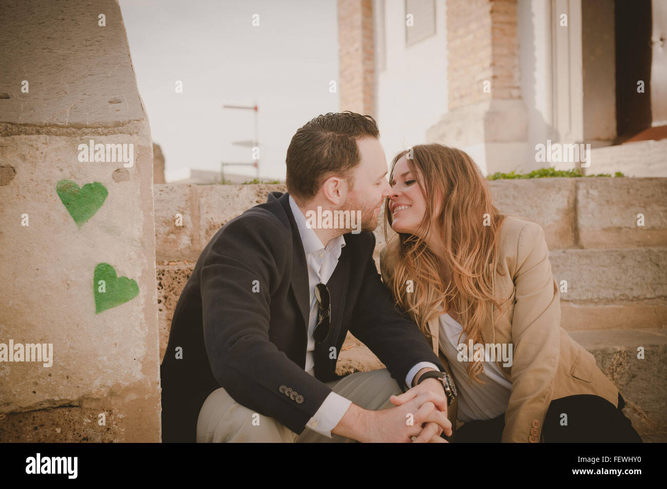 Kissing on steps hi-res stock photography and images - Alamy