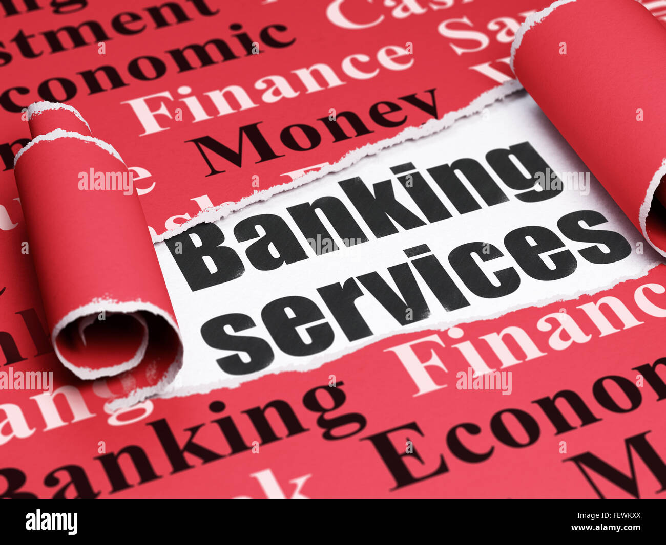 Banking concept: black text Banking Services under the piece of torn ...