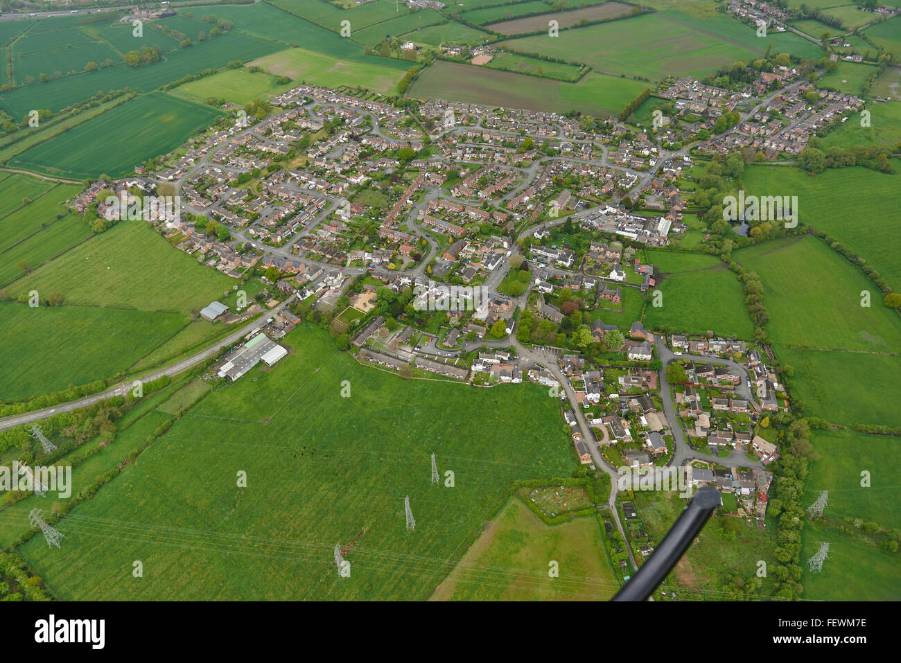 An aerial view of the South Derbyshire village of Findern Stock Photo ...