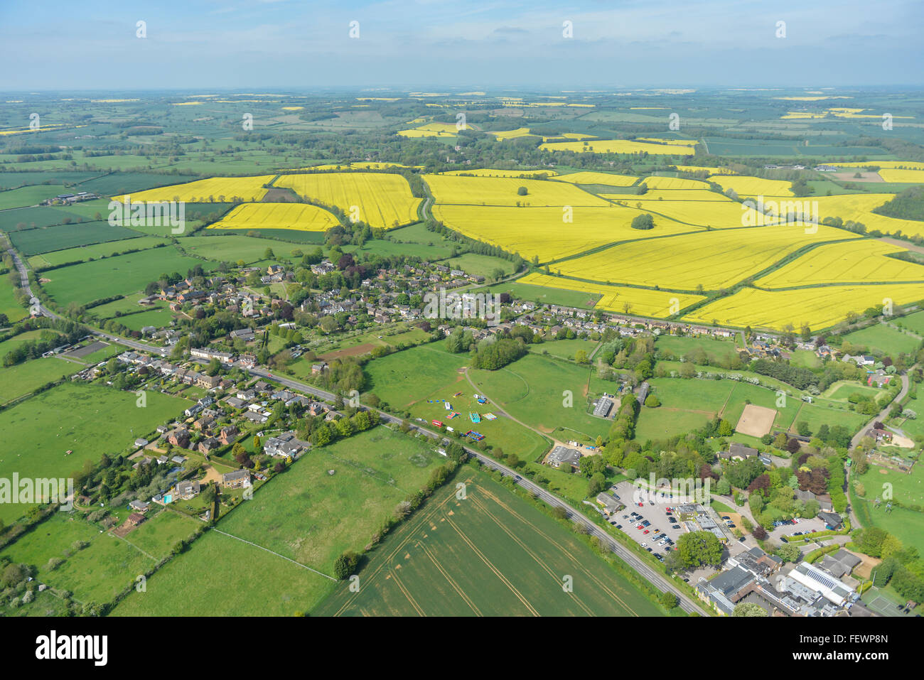 An aerial view of the Northamptonshire village of Creaton and ...