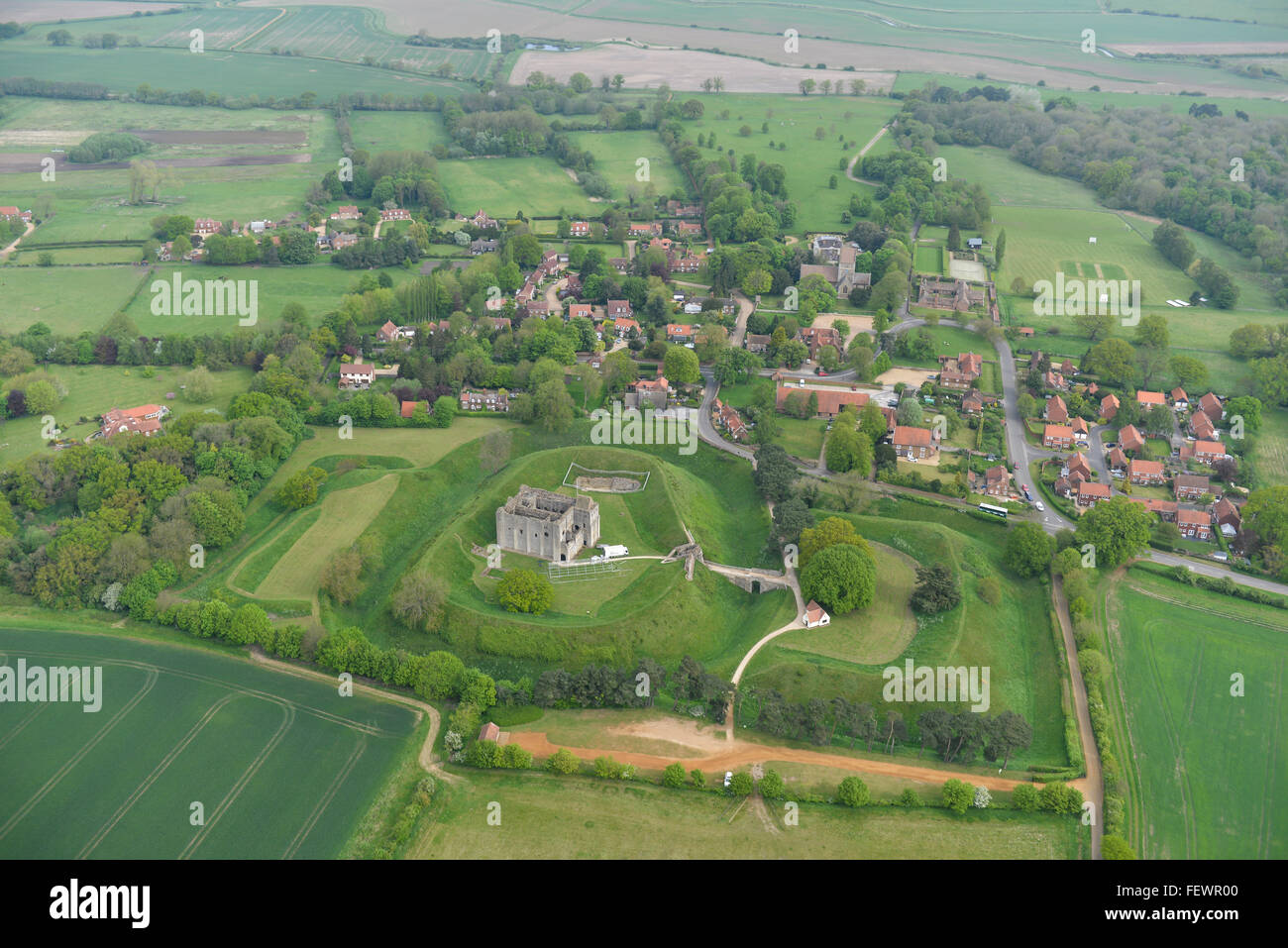 An aerial view of Castle Rising in Norfolk Stock Photo - Alamy