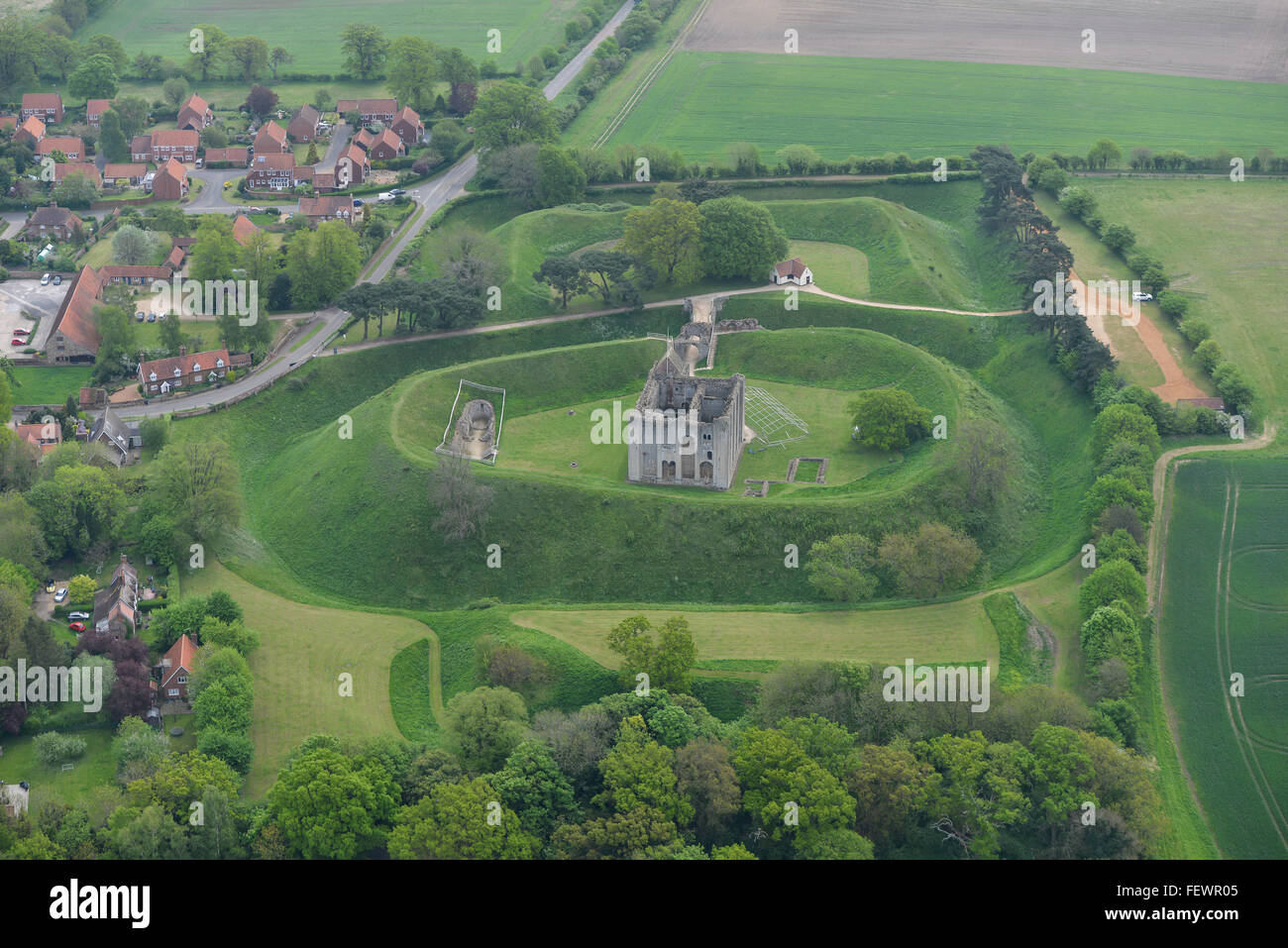 An aerial view of Castle Rising in Norfolk Stock Photo - Alamy