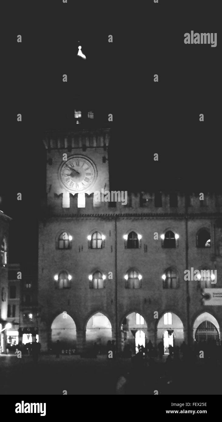 View Of Clock Tower At Night Stock Photo - Alamy