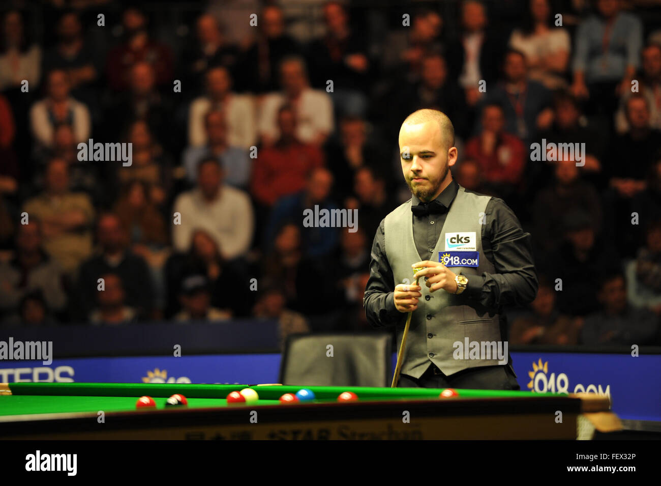Belgium's Luca Brecel pictured during the 2016 Snooker German Masters ...