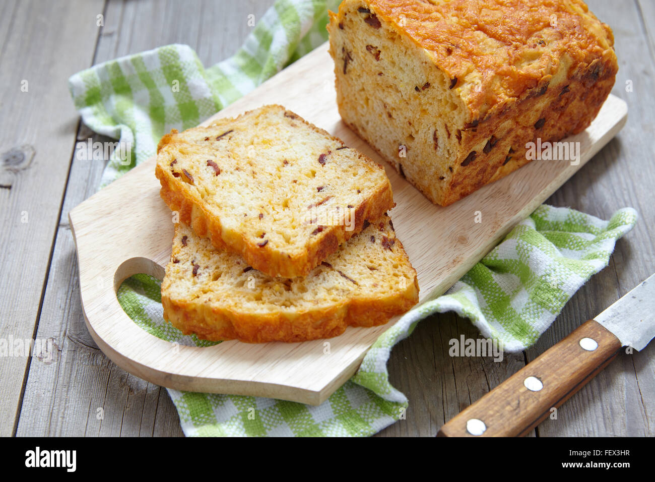 Corn bread loaf with bacon and cheddar cheese Stock Photo - Alamy