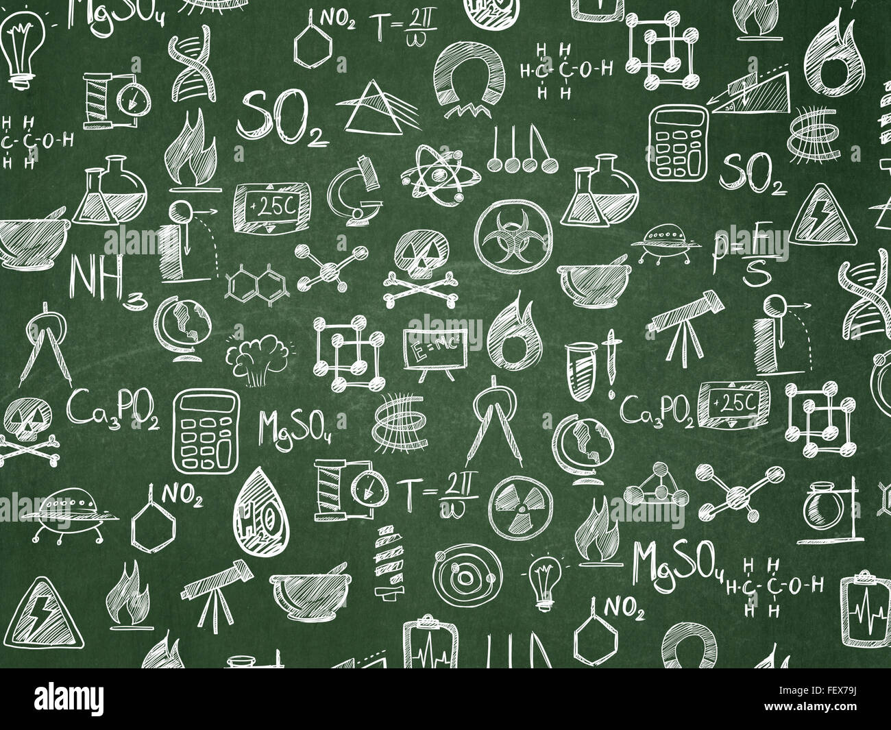 Education background: School Board with Hand Drawn Science Icons Stock ...