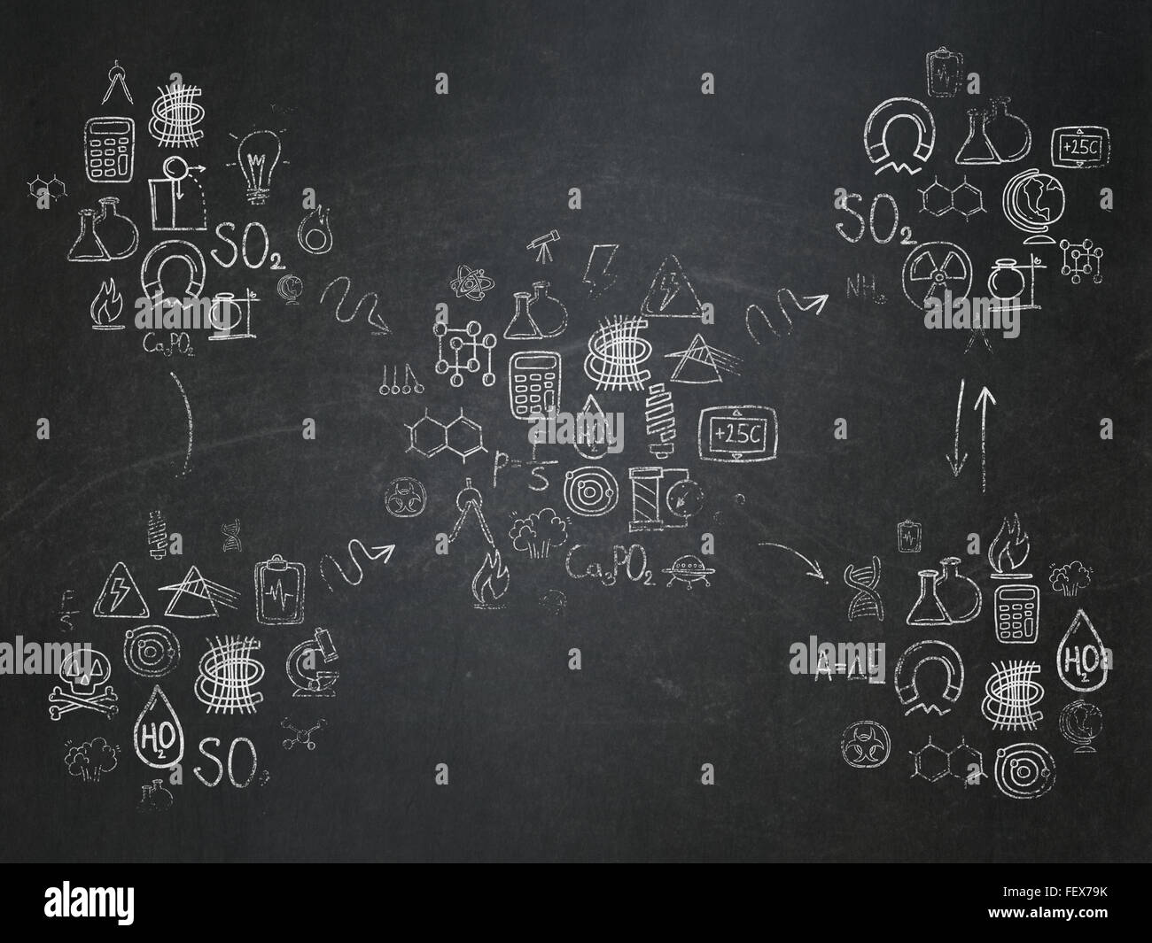 Education background: School Board with Painted Hand Drawn Science ...