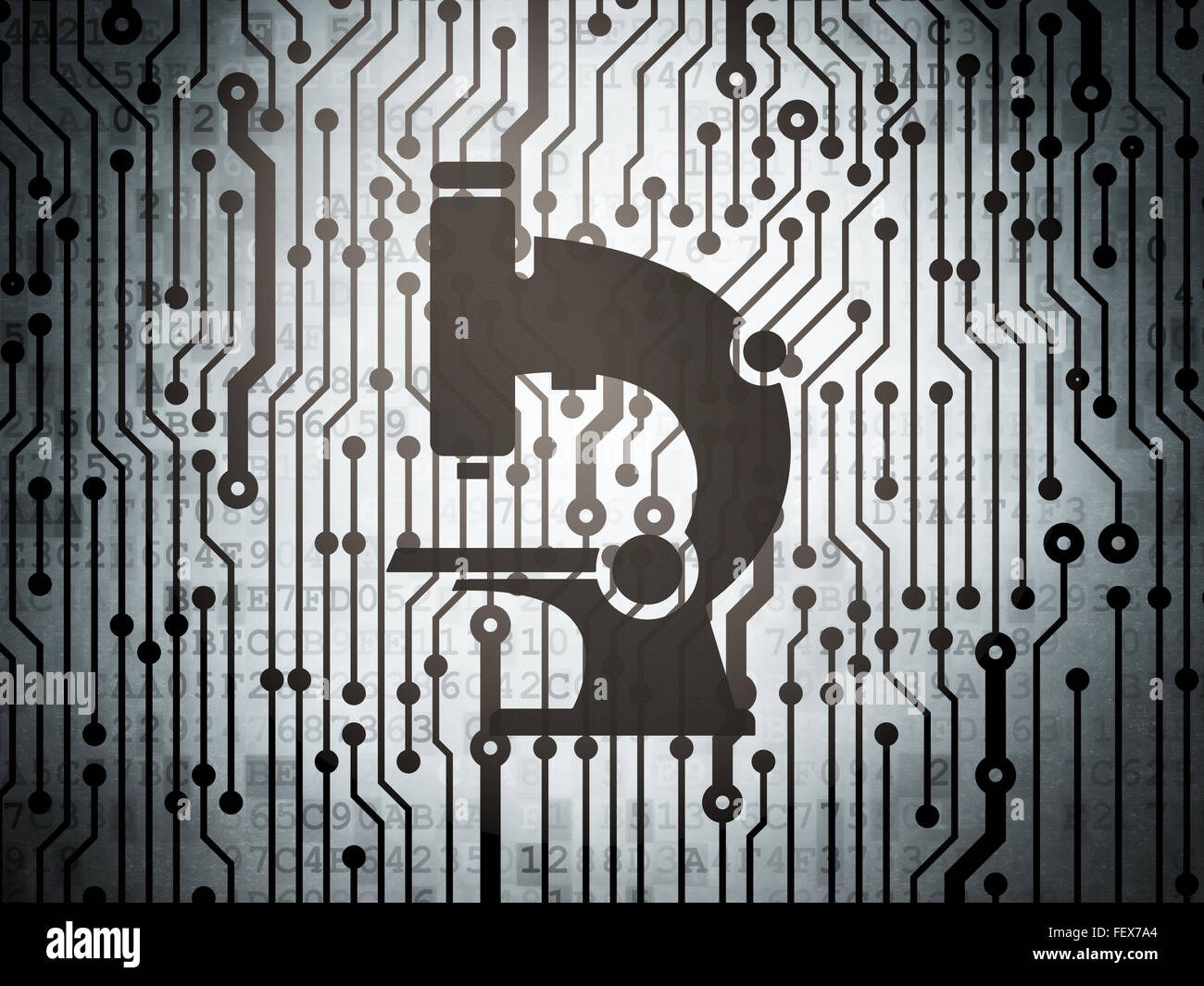 Science concept: circuit board with Microscope Stock Photo - Alamy