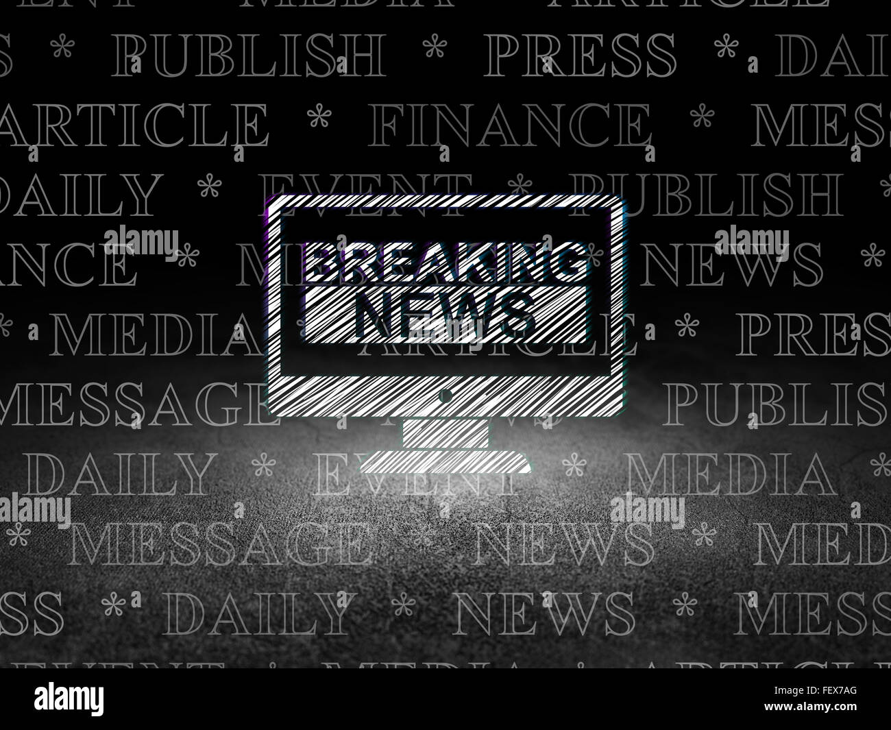 News concept: Breaking News On Screen in grunge dark room Stock Photo ...
