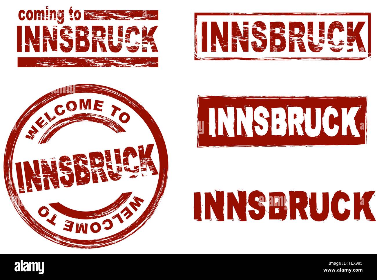 Set of stylized ink stamps showing the city of Innsbruck Stock Vector ...