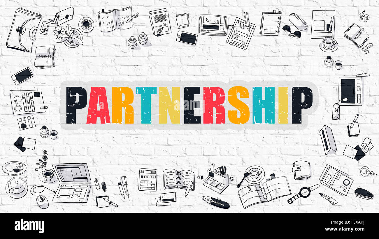 Partnership in Multicolor. Doodle Design Stock Photo - Alamy